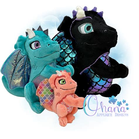 Dragon Huggie Stuffie Embroidery Design Ohana Applique Designs