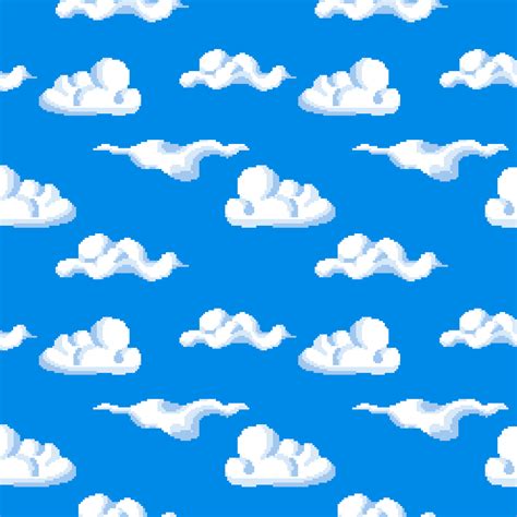 Pixelated Clouds On Clear Sky Game Design Print 26199874 Vector Art At