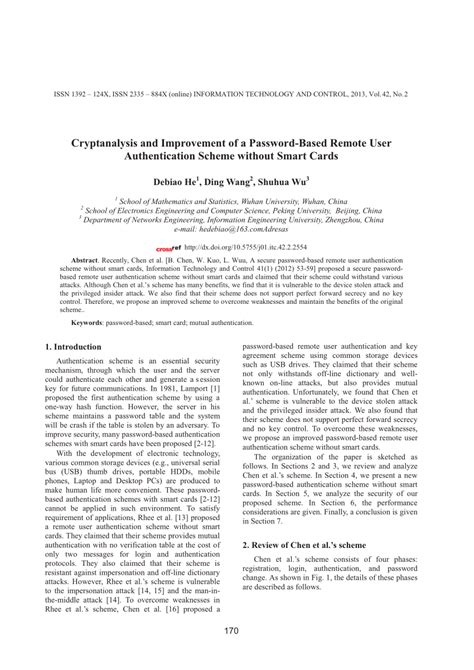 pdf cryptanalysis and improvement of a password based remote user authentication scheme