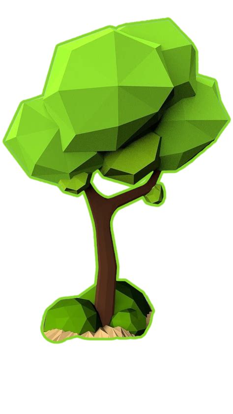Low Poly Green Tree For Babe Birthday Party