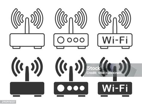 Wifi 라우터 아이콘 기호 모양 세트입니다 Wlan 모뎀 기호 로고 실루엣입니다 Adsl Dsl 네트워크 인터넷 연결 벡터 일러스트 레이 션 흰색 배경에 고립되어 있습니다