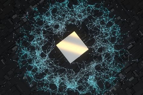 Premium Photo Circuit Board With Glowing Cube And Lines 3d Rendering Computer Digital Drawing