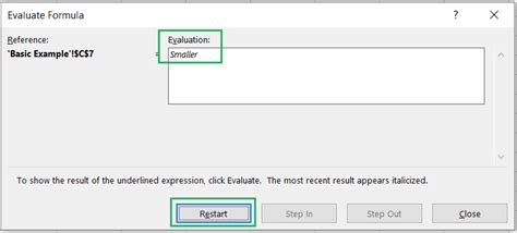 how to use the evaluate formula feature in excel