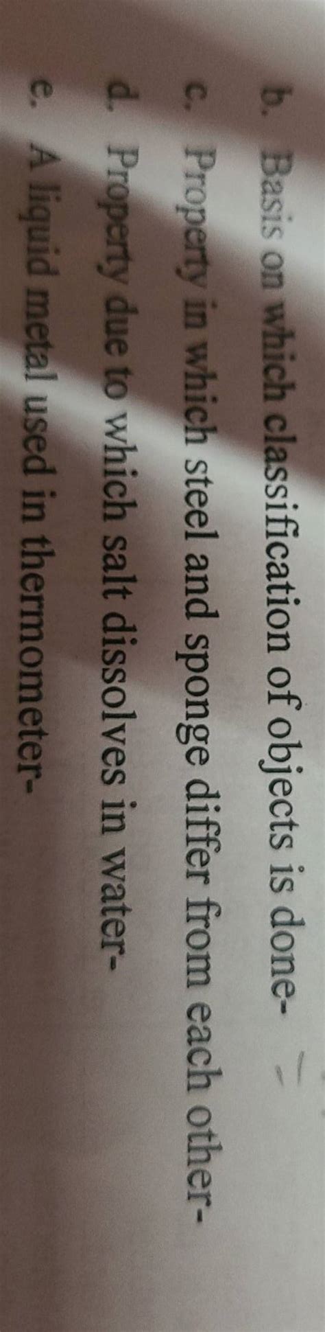 B Basis On Which Classification Of Objects Is Done C Property In Which