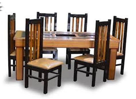 Designer Dining Table Set Six Seater Dining Set Finish Color Walnut