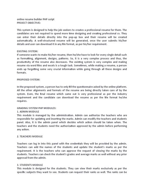 Online Resume Builder Php Script Pdf Résumé Php