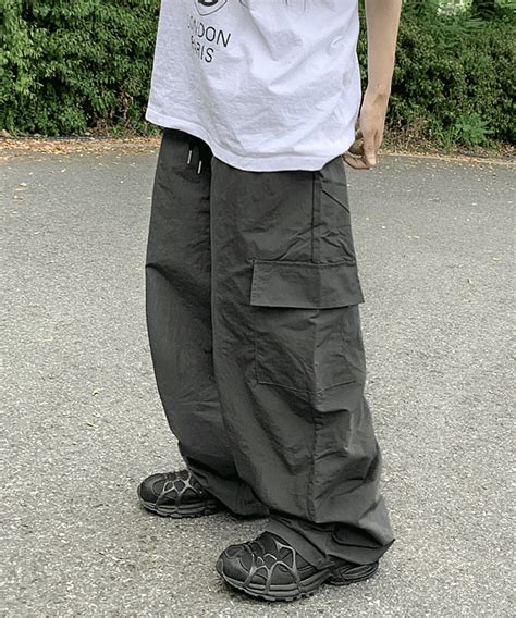 기획💥세미 벌룬핏 나일론 카고팬츠 얇은 여름 와이드 밴딩바지 롱팬츠 에이블리