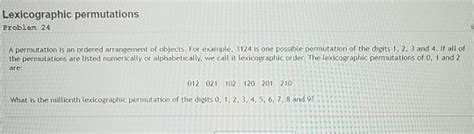 Solved Lexicographic Permutations Froblem 24 A Permutation