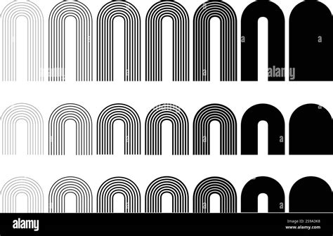 Geometric Arches Arcs Rainbows 7 Bands 7 Lines Set Of 21 Editable Vector Arch Design