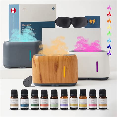 Habitu 240ml Aroma Flame Diffuser Black And 10 Essential Oils 8 Flame Colors