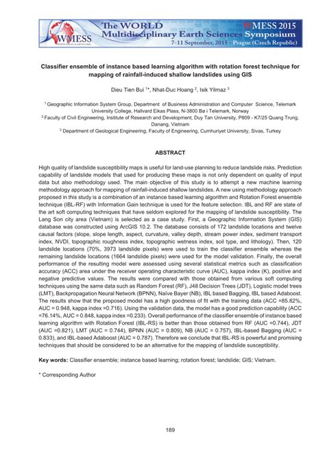 Pdf Classifier Ensemble Of Instance Based Learning Algorithm With Rotation Forest Technique