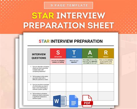 Interview Preparation Star Format Worksheet Template Star Method Job