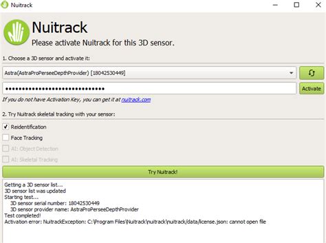 Solved Nuitrack Sdk License Activated Problem Nuitrack Sdk Nuitrack