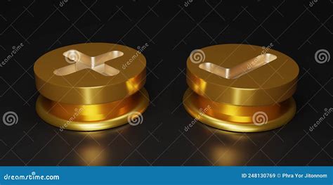 Set Of 3d Gold Checkmark And X Mark Icon Sets Checkmark The Right Symbol And Tick The Sign