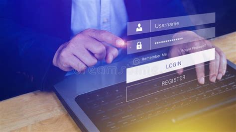 Cyber Security And Security Password Login Online Concept Hands Typing And Entering Username And