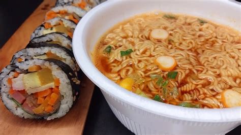 야식 먹방 Mukbang Asmr 김밥 육개장 라면 Kimbap Yukgaejang Ramen Eating Sound Youtube