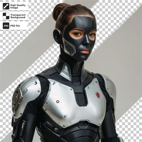 Premium Psd A Woman With A Black Mask That Says Quot Robot Quot On It