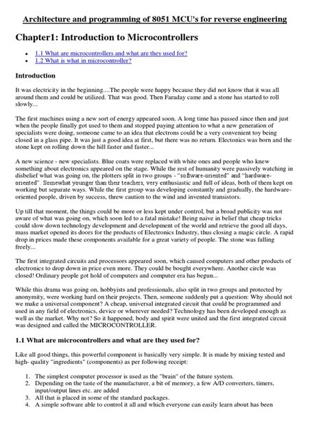 Architecture And Programming Of 8051 Mcus For Reverse Engineering