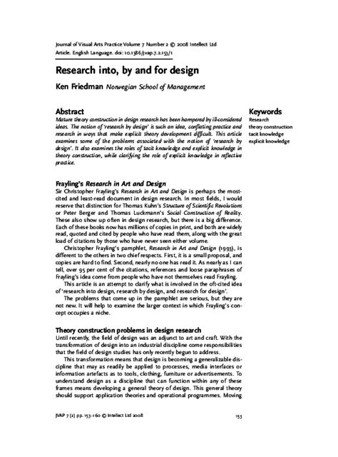 Pdf Friedman 2008 Research Into By And For Design