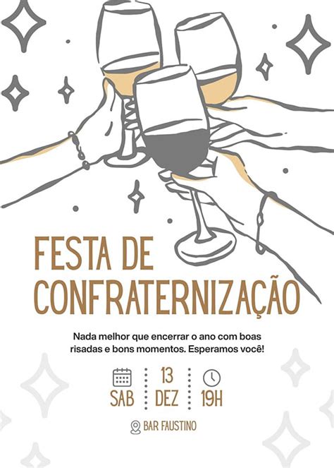 Convite De Festa De Confraternização Moderno Dourado E Branc