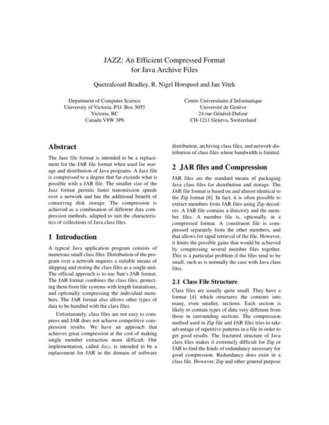 Pdf Jazz An Efficient Compressed Format For Java Archive Files