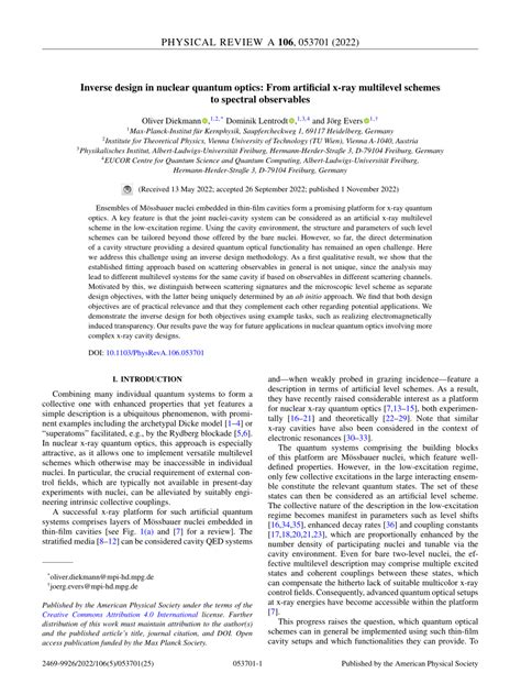 Pdf Inverse Design In Nuclear Quantum Optics From Artificial X Ray