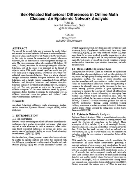 Sex Related Behavioral Differences In Online Math Classes An Epistemic