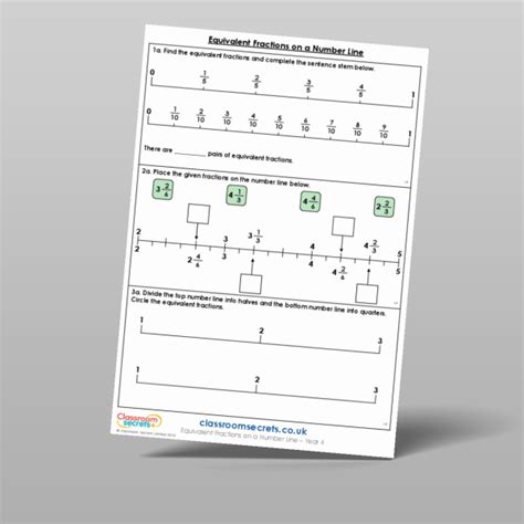 Year 4 Equivalent Fractions On A Number Line Varied Fluency Resource Classroom Secrets