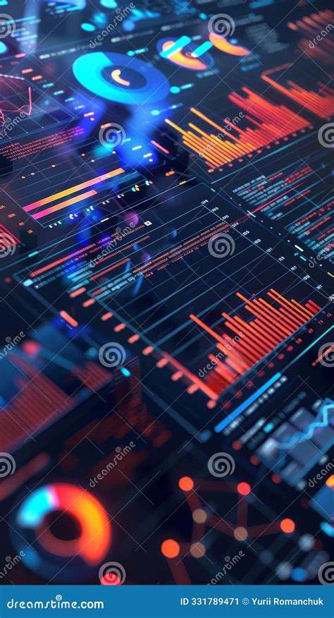 Vivid Floating Charts In Realistic Image Symbolize Abstract Data Analysis Process And Insights