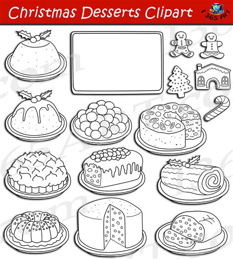 Christmas Dessert Clip Art Watercolor Christmas Dessert Clipart Set