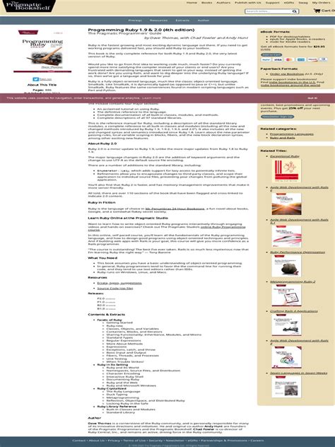 Programming Ruby 19 And 20 4th Edition The Pragmatic Programmers Guide By Dave Thomas With