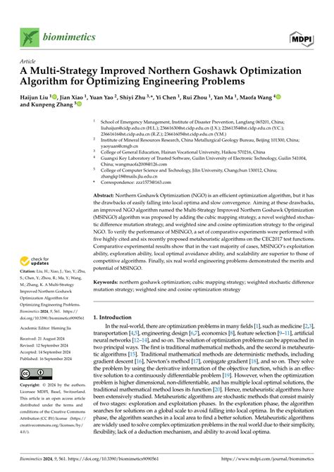 Pdf A Multi Strategy Improved Northern Goshawk Optimization Algorithm For Optimizing
