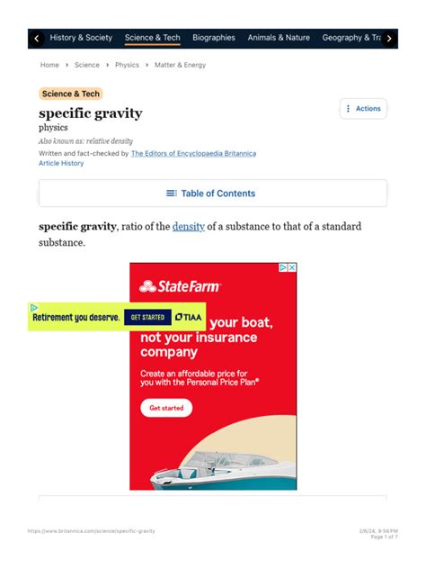 Specific Gravity Formula Units And Equation Britannica Pdf