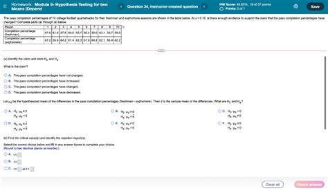 Solved Homework Module 9 Hypothesis Testing For Two Hw
