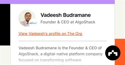 Vadeesh Budramane Founder And Ceo At Algoshack The Org