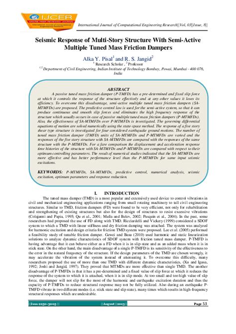 Pdf Seismic Response Of Multi Story Structure With Semi Active Multiple Tuned Mass Friction
