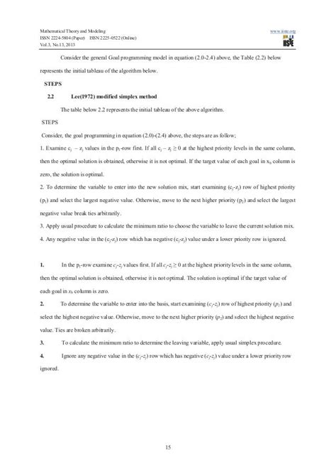 Comparisons Of Linear Goal Programming Algorithms