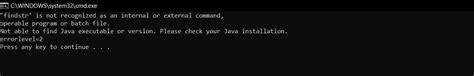 findstr is not recognized as an internal or external command error