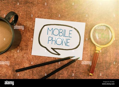 Conceptual Caption Mobile Phone Word Written On A Handheld Device Used