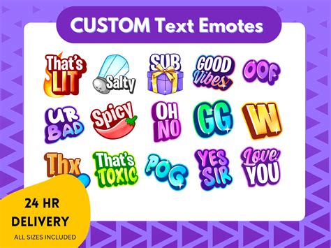 Custom Twitch Text Emotes Etsy