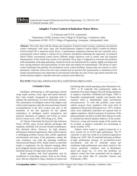 Pdf Fuzzy Adaptive Vector Control Of Induction Motor Drive