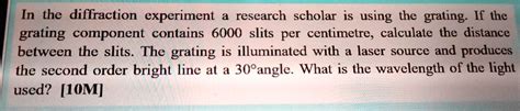 Solved In The Diffraction Experiment A Research Scholar Is Using The Grating If The Grating