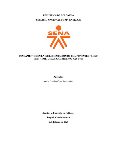 Fundamentos En La Implementación De Componentes Front End Html Css Js Ga6 220501096 Aa4 Ev01