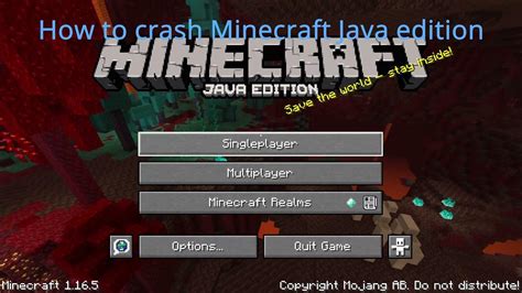 How To Crash Minecraft Java Edition Youtube