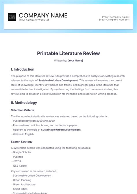 Free Literature Review Templates Edit Online And Download