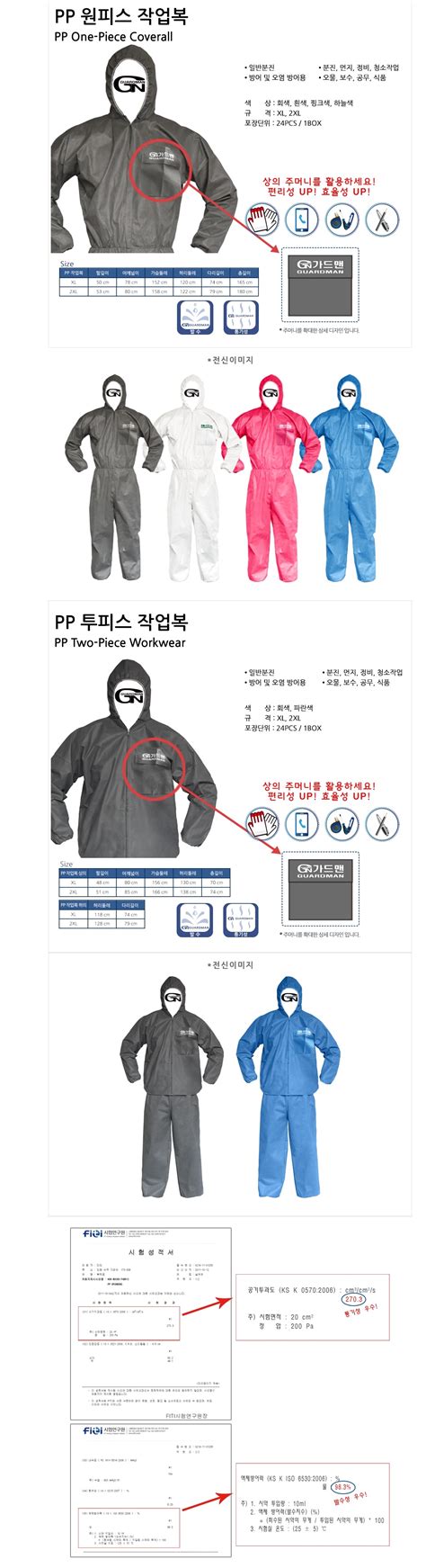 방진복일회용 작업복방호복방역특수복방화복일회용 방진복방진복 상의방진복 하의 가드맨 일회용작업복 Pp 투피스 2xl 1box작업복보호복방진복