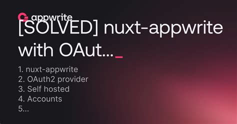 Solved Nuxt Appwrite With Oauth2 Provider Threads Appwrite