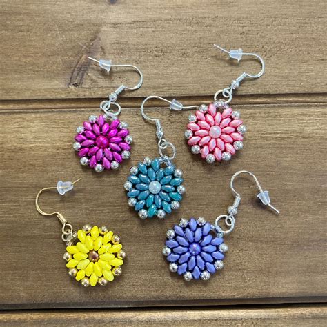 Beaded Flower Earrings Pattern Tutorial 2 Tutorials For Sunflower