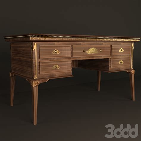 Стол письменный антикварный, с текстурами - Столы - 3D модель