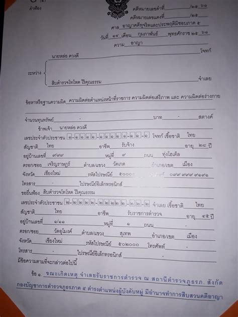 ตัวอย่างการเขียนคำฟ้อง สำนักงาน ณัฐพงษ์ กันทะโล ทนายความ Facebook